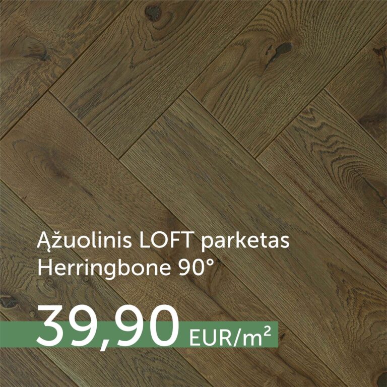 Klasikinis Herringbone 90° LOFT parketas - Medžio stilius